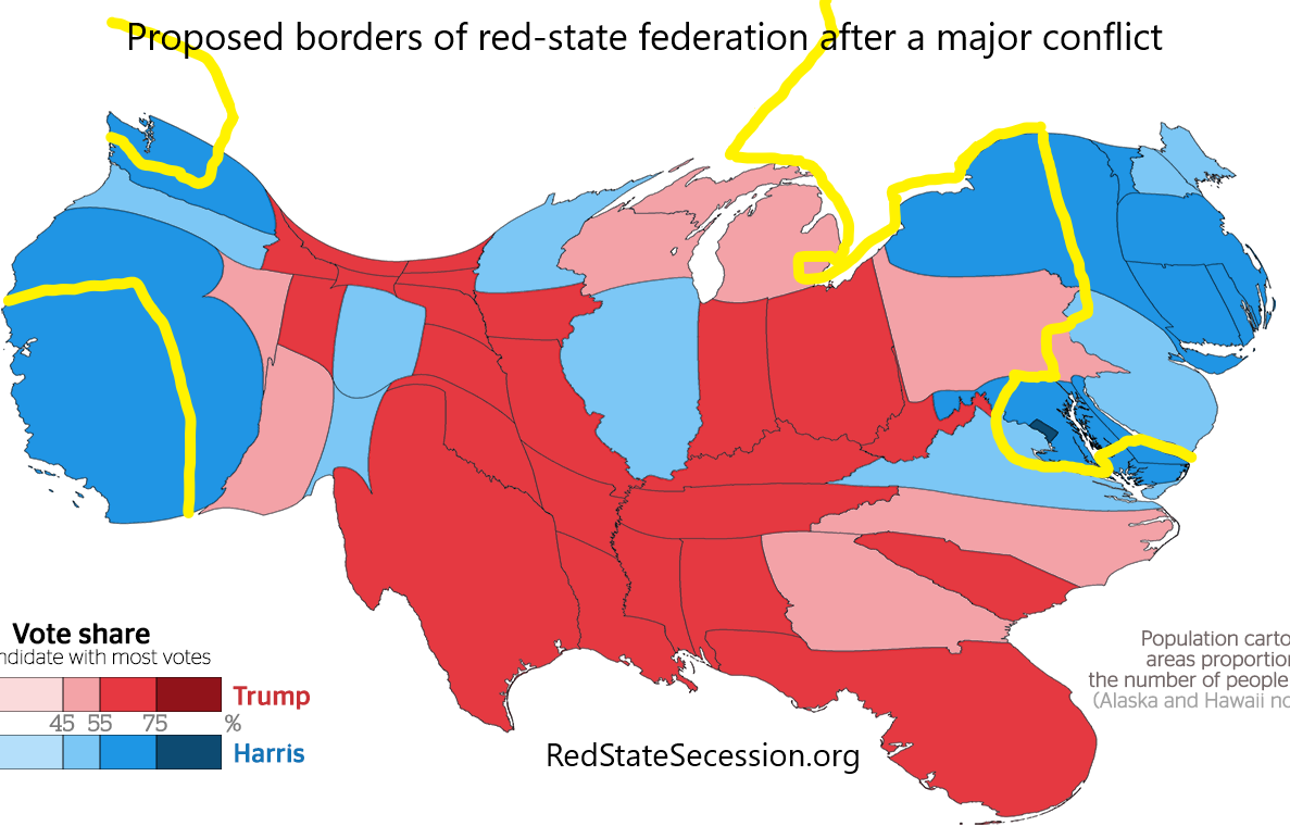 What borders should a red-state federation choose after a civil war ...